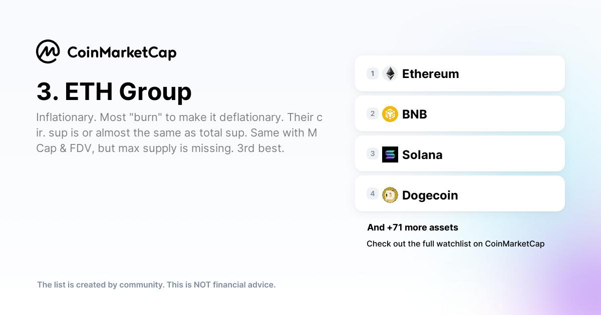 Follow The 3. ETH Group Crypto Portfolio Picks | CoinMarketCap