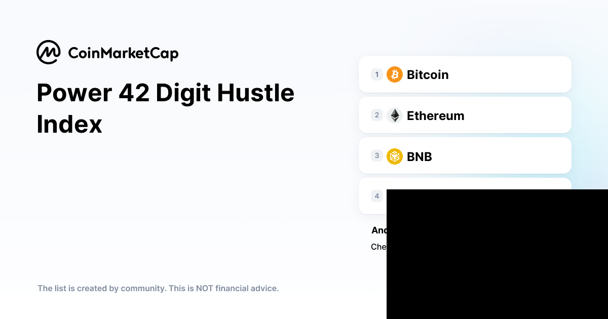 追蹤 Power 42 Digit Hustle Index 加密貨幣投資組合精選 | CoinMarketCap