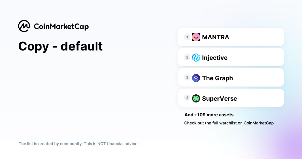 Follow The Copy default Crypto Portfolio Picks CoinMarketCap