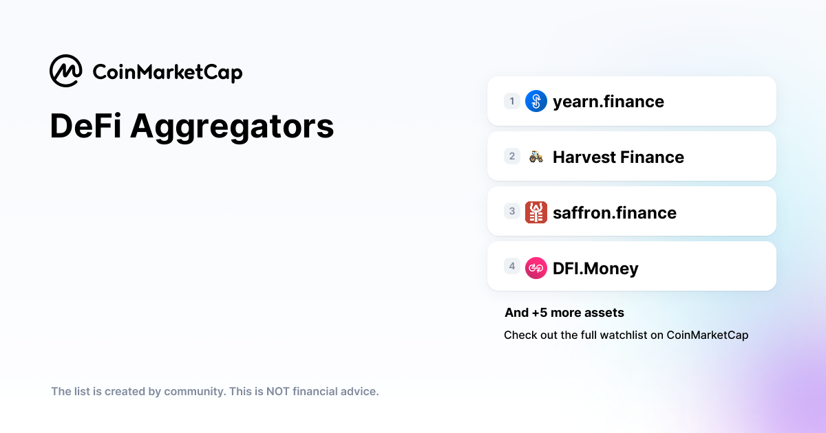 Follow The DeFi Aggregators Crypto Portfolio Picks | CoinMarketCap