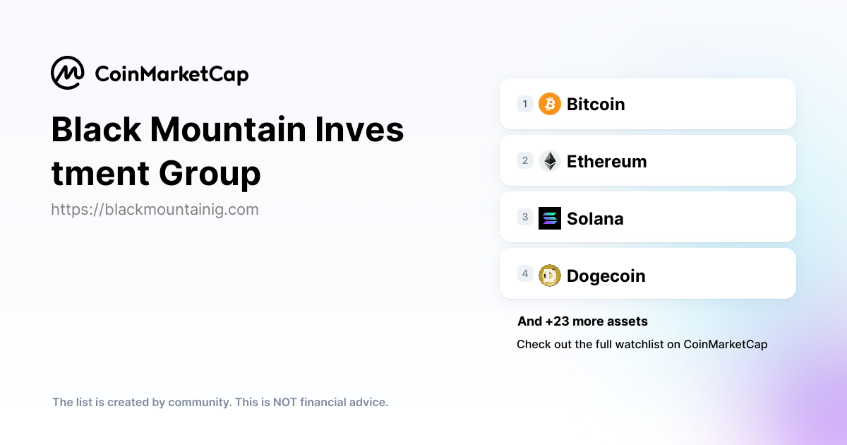 Suivez le choix de portfolio crypto de Black Mountain Investment Group | CoinMarketCap