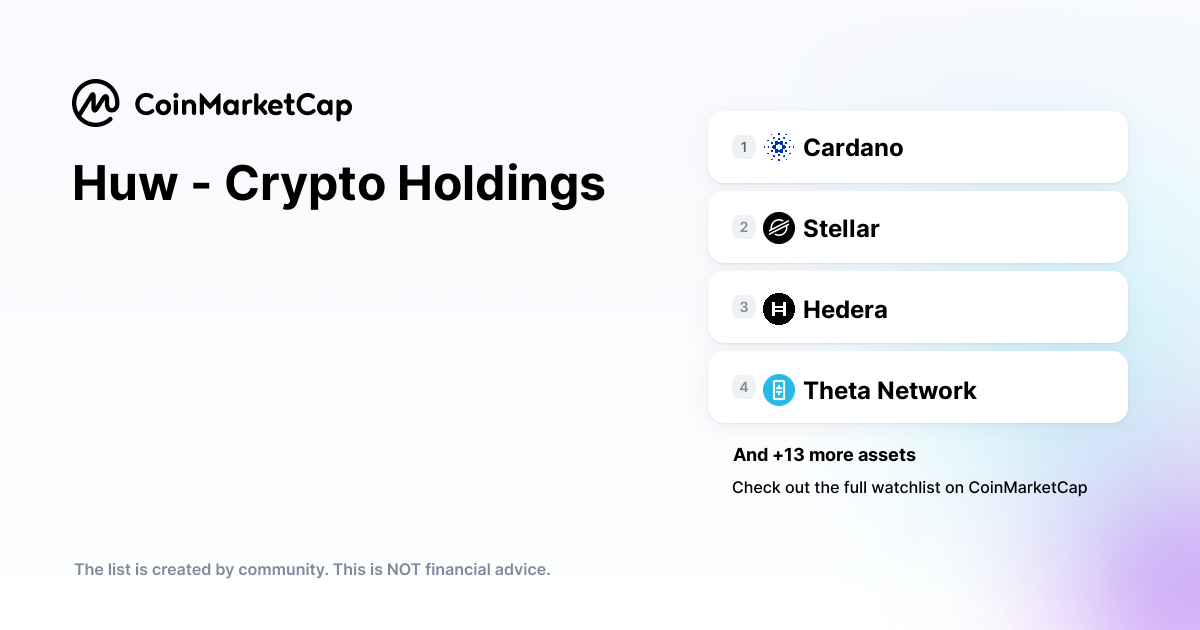 Follow The Huw - Crypto Holdings Crypto Portfolio Picks | CoinMarketCap