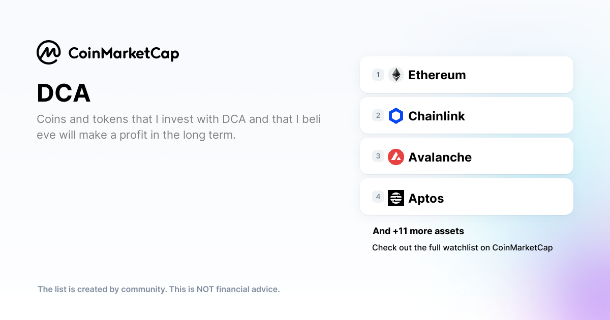 Follow The DCA Crypto Portfolio Picks | CoinMarketCap