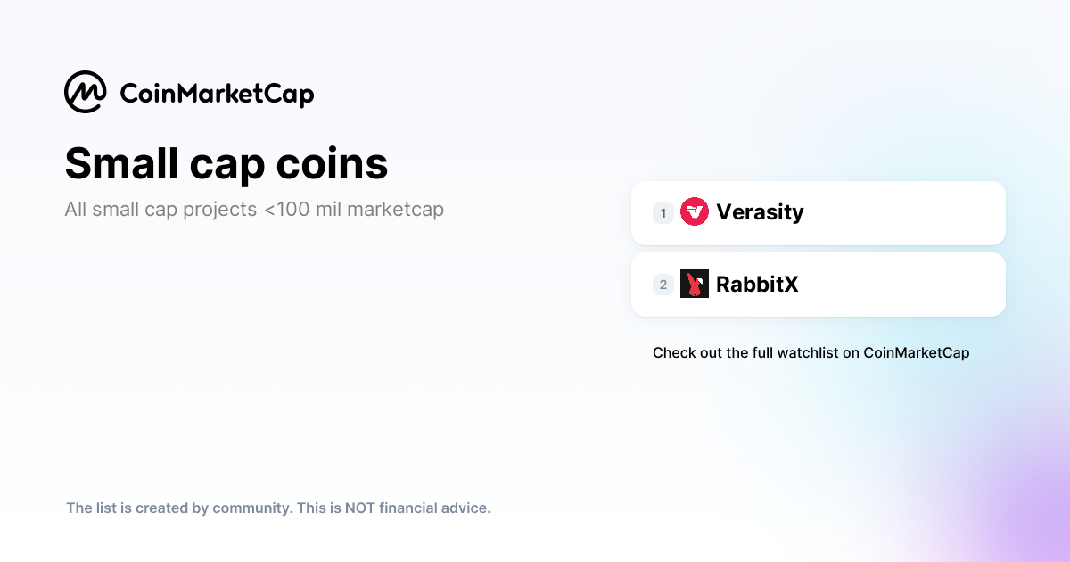 Follow The Small cap coins Crypto Portfolio Picks | CoinMarketCap